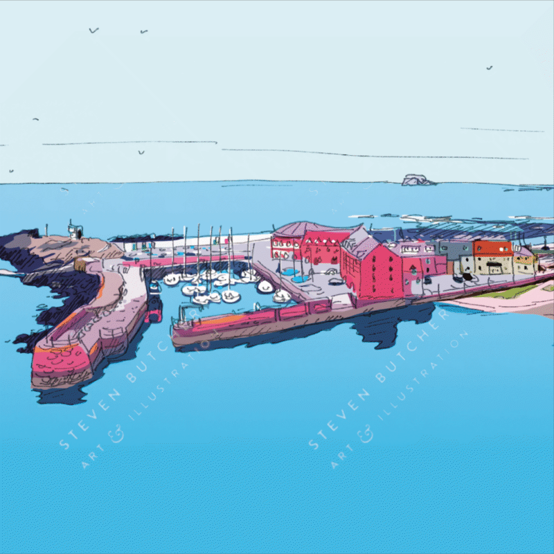 Aerial View of North Berwick Harbour (Sketch) – Steven Butcher Art ...